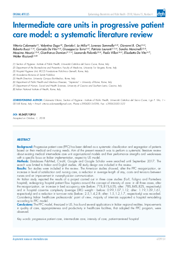 (PDF) Intermediate Care Units in Progressive Patient Care Model: A ...