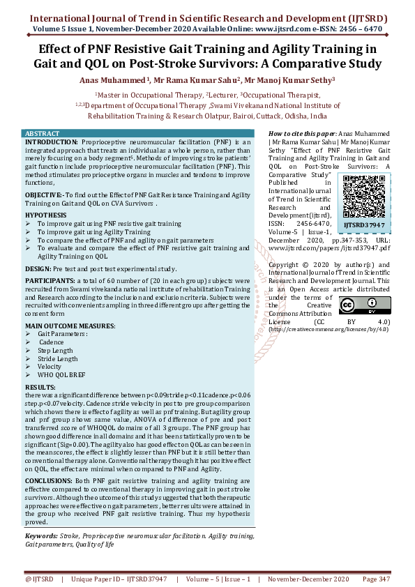 (PDF) Effect of PNF Resistive Gait Training and Agility Training in ...