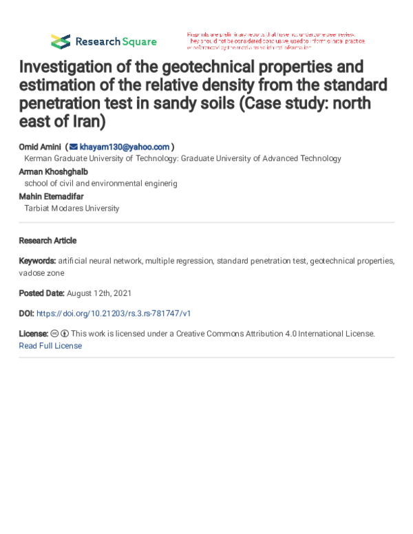(PDF) Investigation of the geotechnical properties and estimation of ...