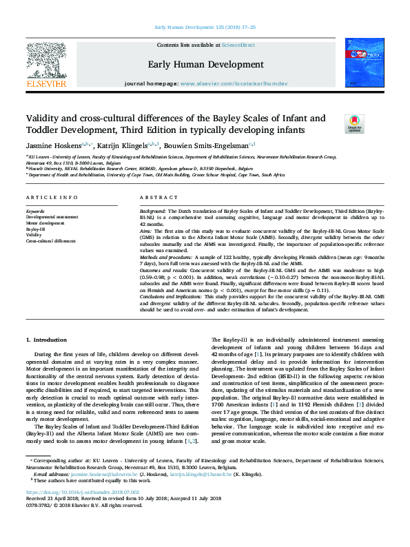 (PDF) Validity and cross-cultural differences of the Bayley Scales of ...