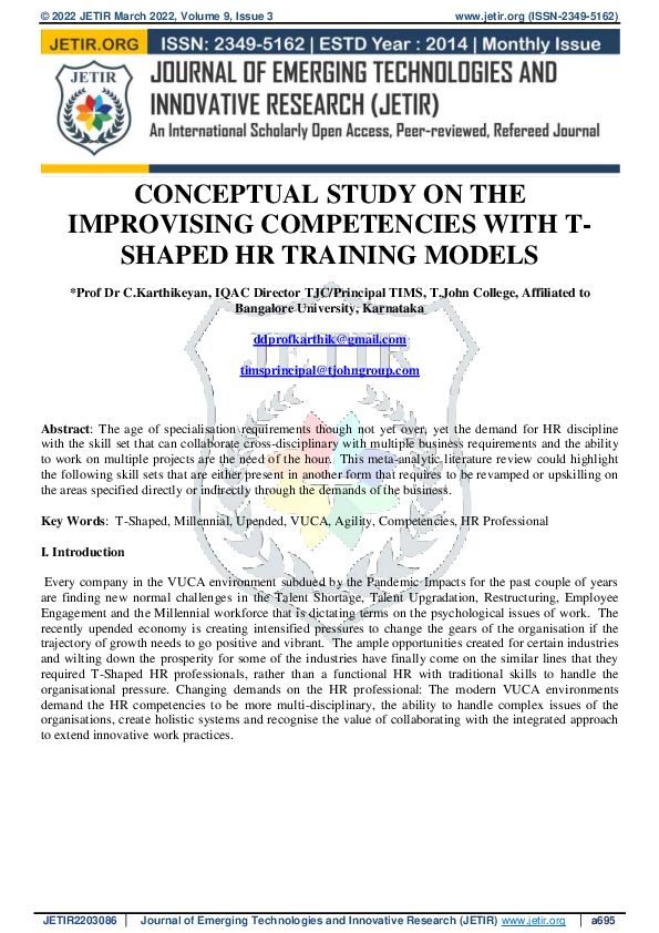 (PDF) CONCEPTUAL STUDY ON THE IMPROVISING COMPETENCIES WITH T-SHAPED HR ...
