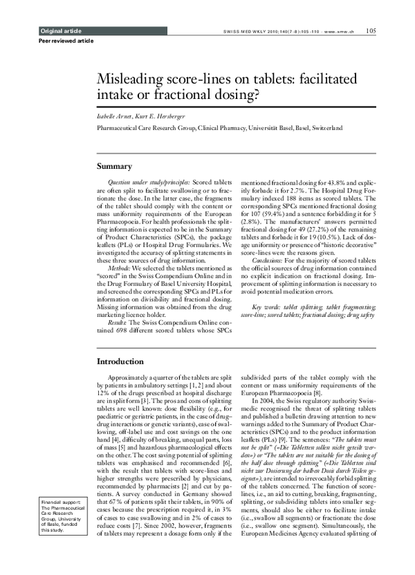 (PDF) Misleading score-lines on tablets: facilitated intake or ...