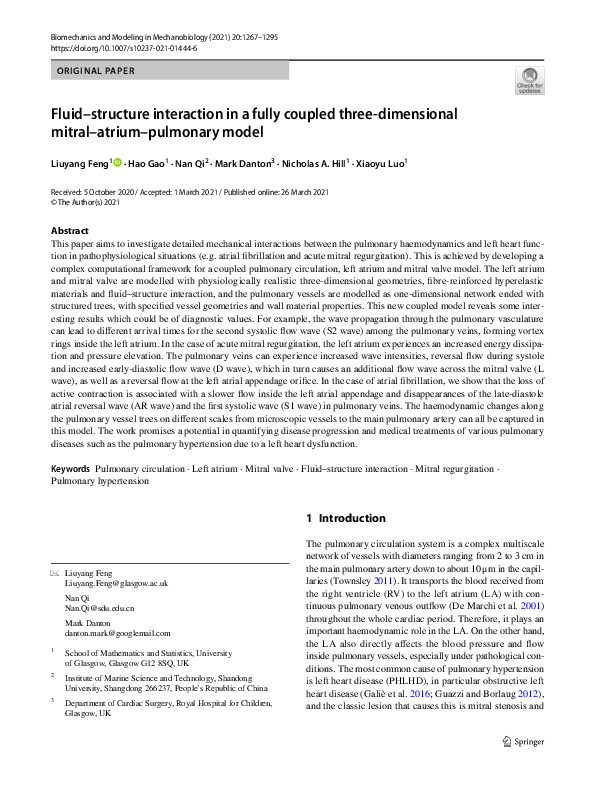 (PDF) Fluid–structure interaction in a fully coupled three-dimensional ...