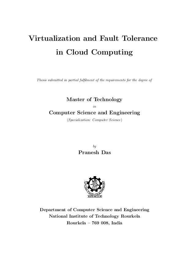 (PDF) Virtualization and Fault Tolerance in Cloud Computing