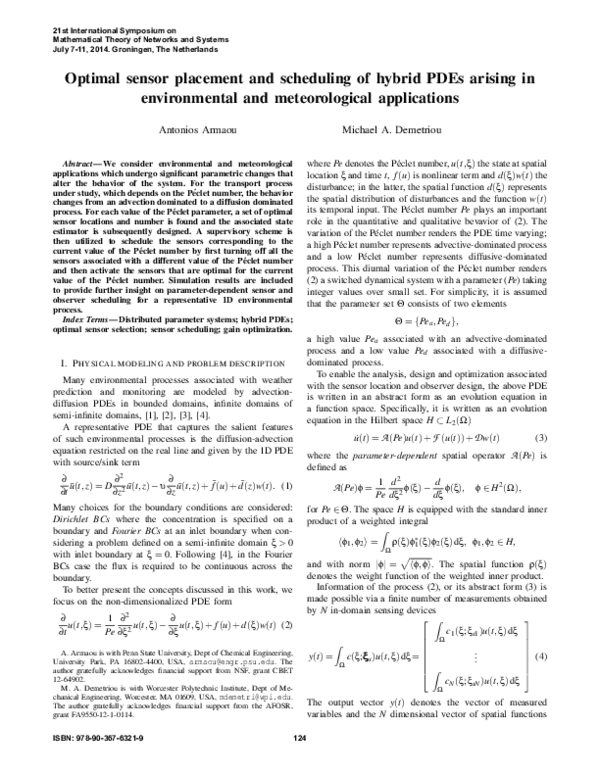 (PDF) Optimal sensor placement and scheduling of hybrid PDEs arising in environmental and ...