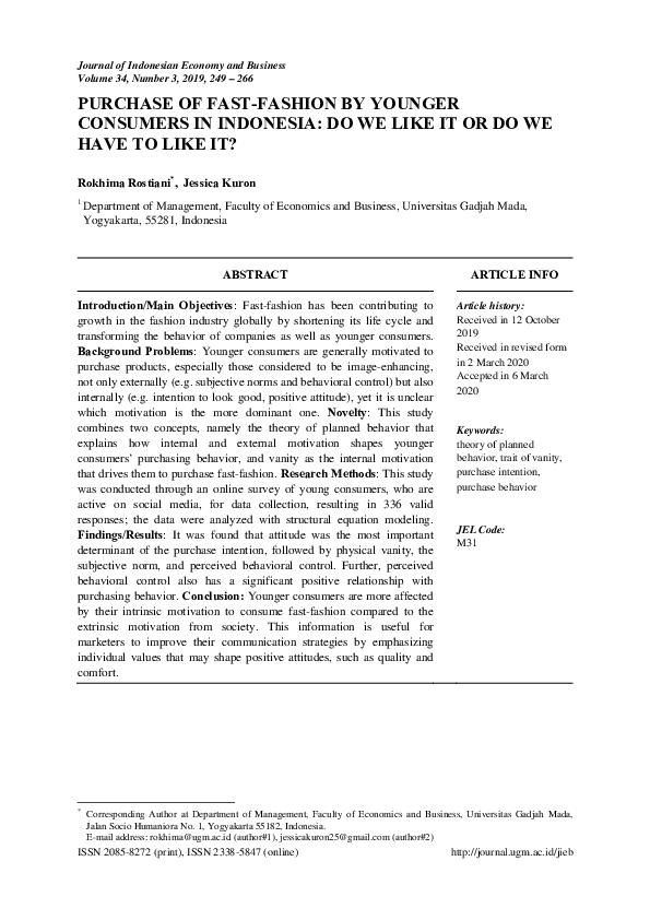 (PDF) Purchasing Fast-Fashion in Indonesia: Do We Like It or Do We Have ...