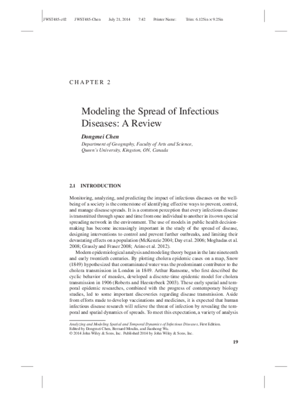 (PDF) Modeling the Spread of Infectious Diseases: A Review