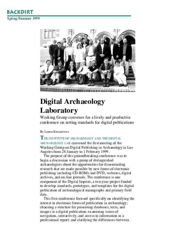 (PDF) The Digital Archaeology Lab