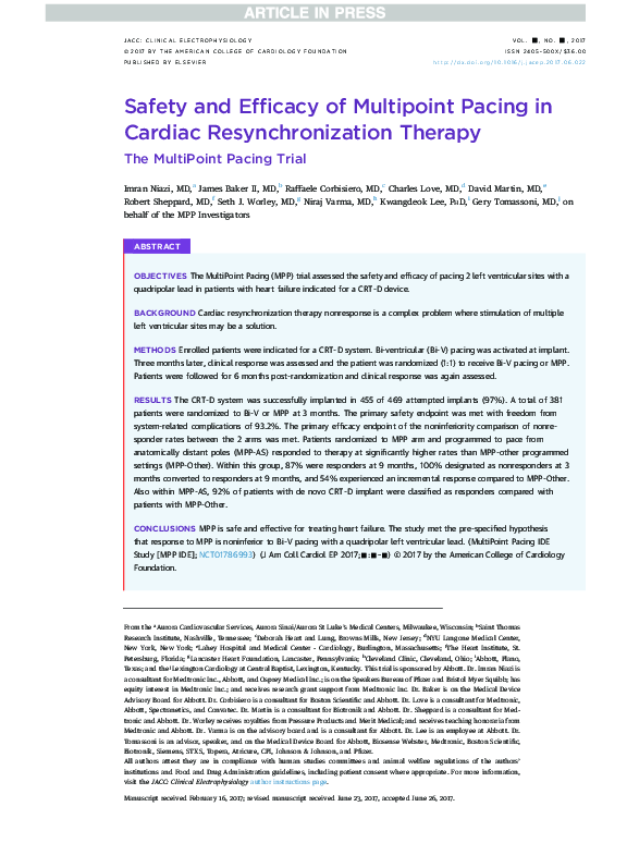 (PDF) Safety and Efficacy of Multipoint Pacing in Cardiac ...