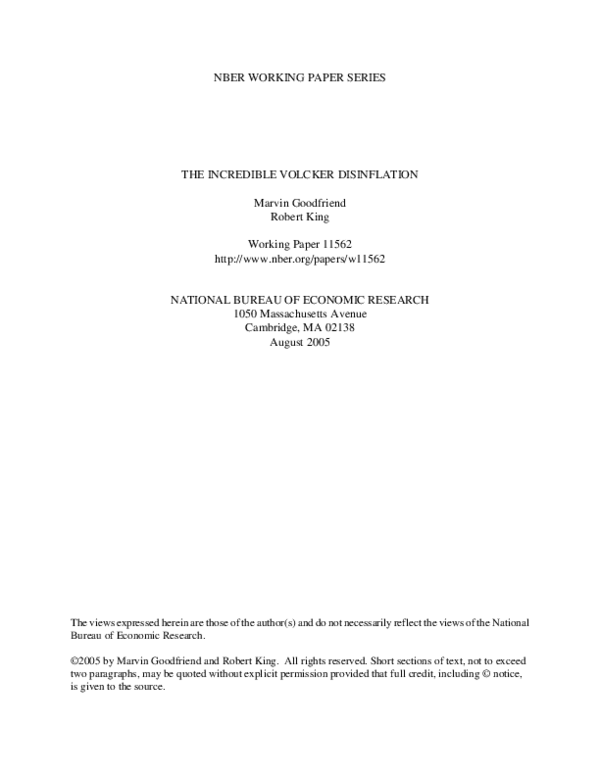 (PDF) The incredible Volcker disinflation