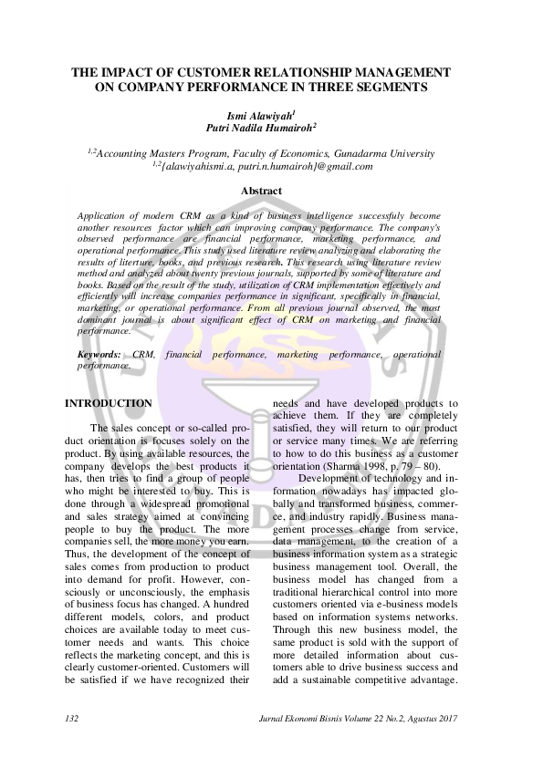 (PDF) The Impact of Customer Relationship Management on Company ...