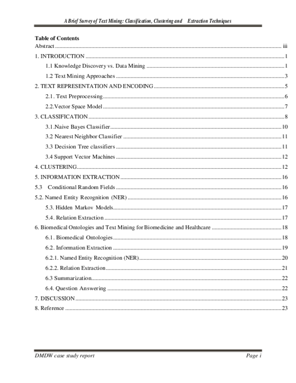 Pdf A Brief Survey Of Text Mining Classification Clustering And Extraction Techniques