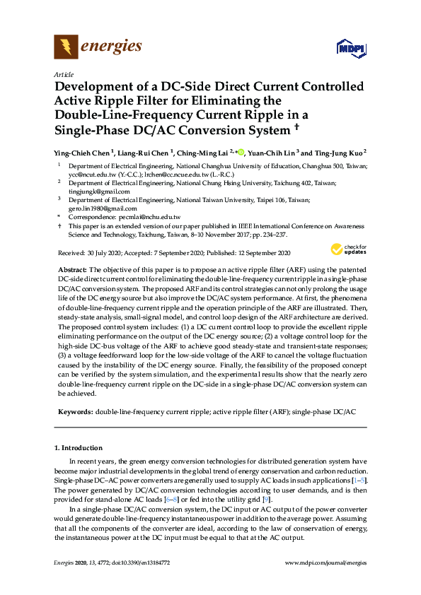 (PDF) Development of a DC-Side Direct Current Controlled Active Ripple ...