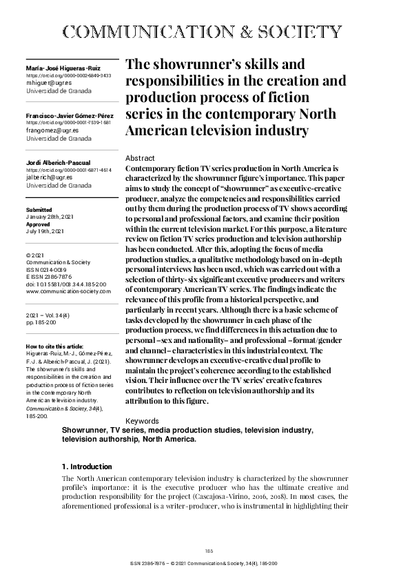 (PDF) The showrunner’s skills and responsibilities in the creation and ...