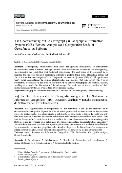(PDF) The Georeferencing of Old Cartography in Geographic Information Systems (GIS): Review ...