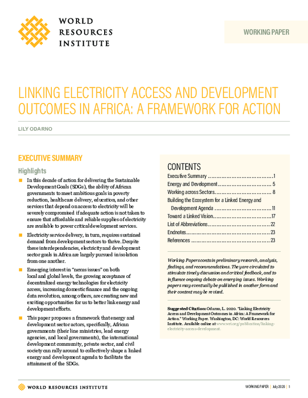(PDF) Linking Electricity Access and Development Outcomes in Africa: A ...