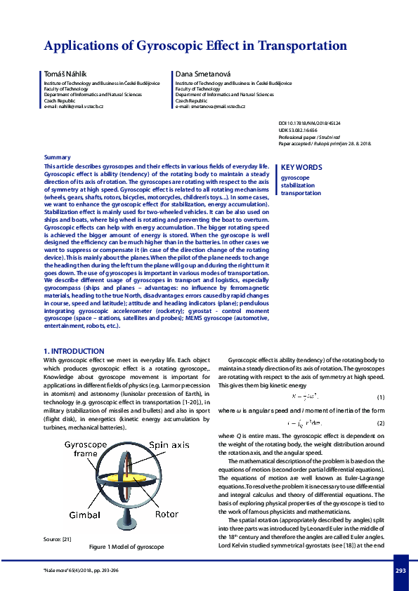 (PDF) Applications of Gyroscopic Effect in Transportation