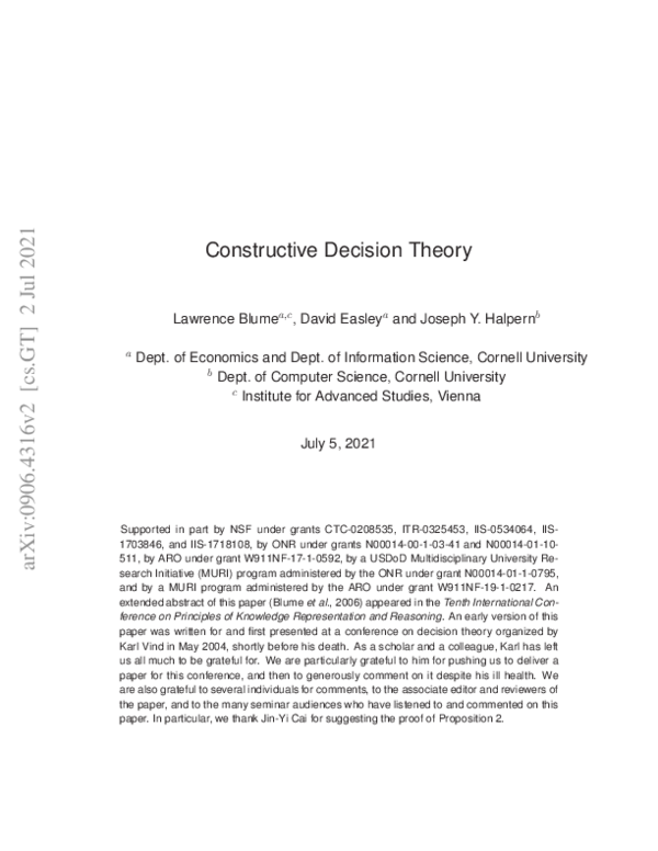 (PDF) Constructive Decision Theory