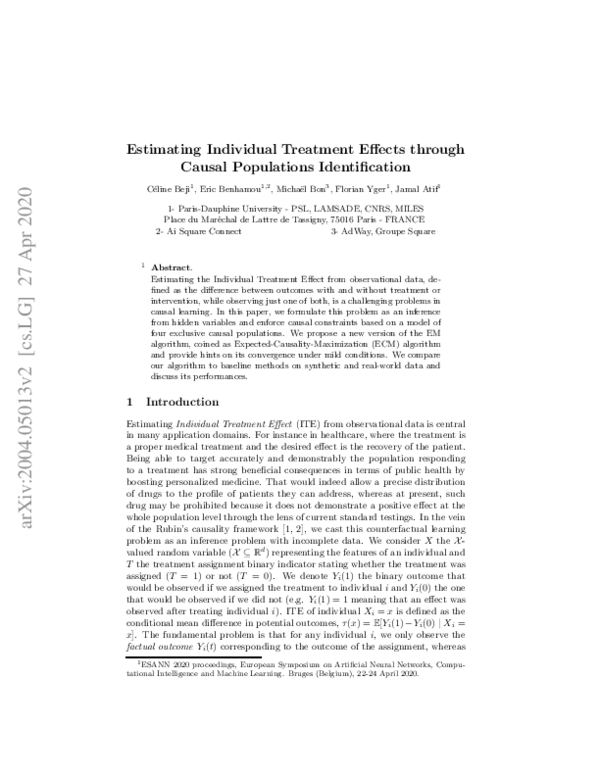 Estimating Individual Treatment Effects through Causal Populations Identification