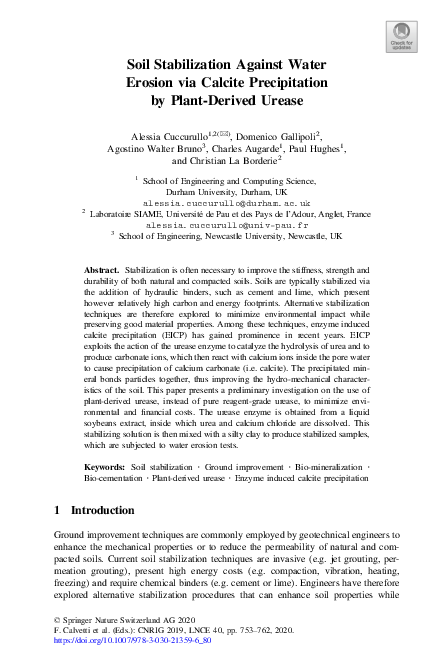 (PDF) Soil Stabilization Against Water Erosion via Calcite ...