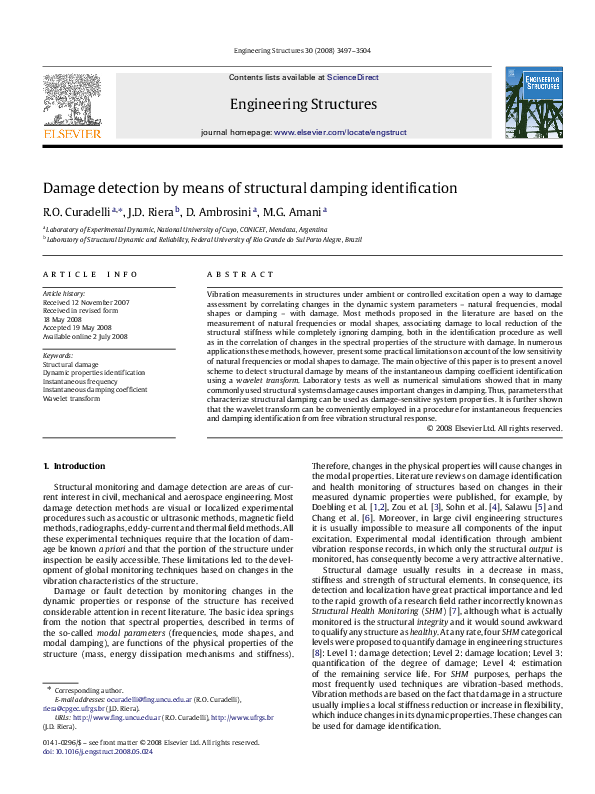 (PDF) Damage detection by means of structural damping identification (PDF) Damage detection by means of structural damping identification