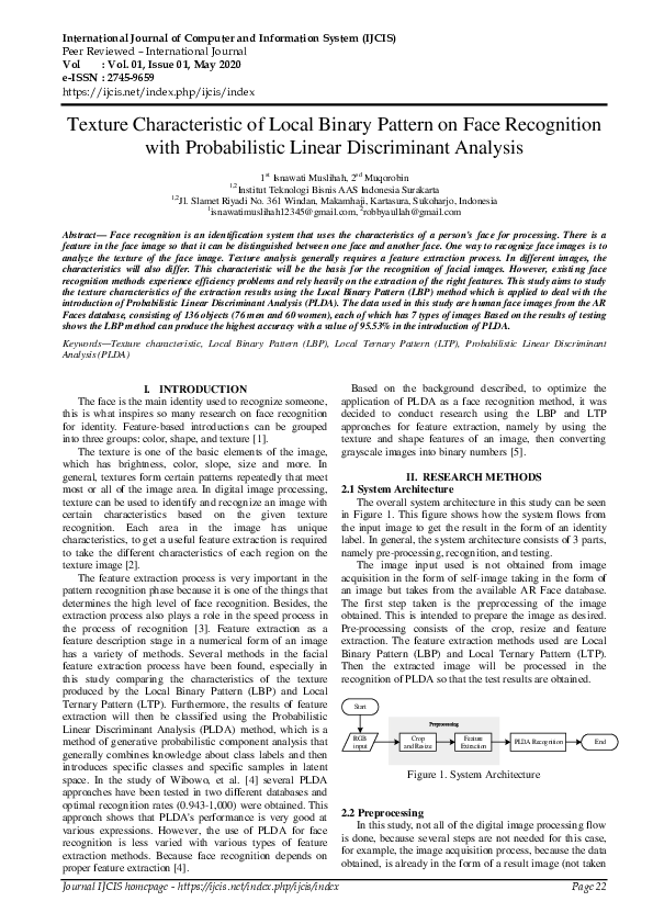 (PDF) Texture Characteristic of Local Binary Pattern on Face ...