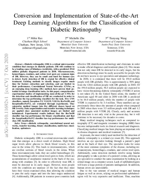 (PDF) Conversion and Implementation of State-of-the-Art Deep Learning ...