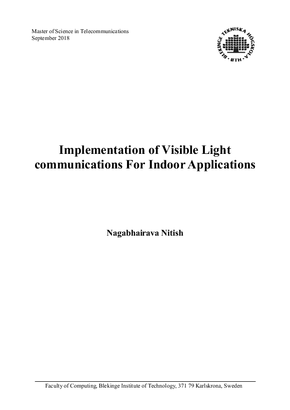 (PDF) Implementation of Visible Light communications For Indoor Applications