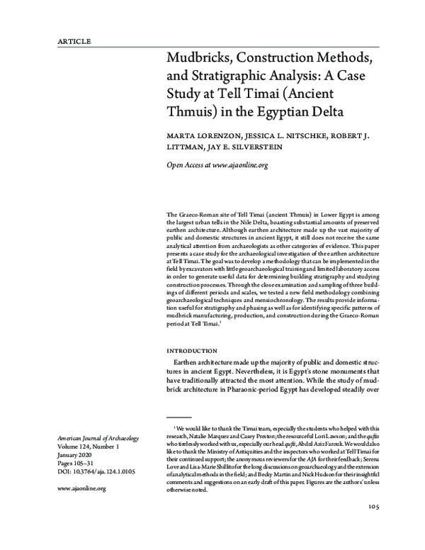 (PDF) Mudbricks, Construction Methods, and Stratigraphic Analysis: A ...