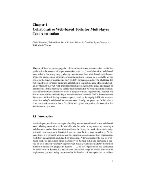 (PDF) Collaborative Web-Based Tools for Multi-layer Text Annotation