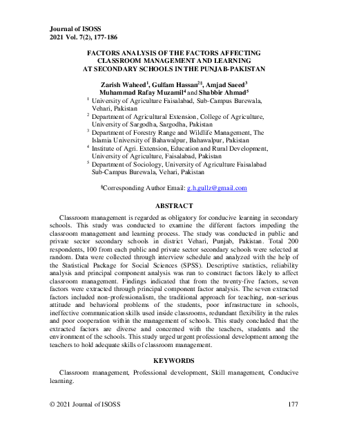 PDF FACTORS ANALYSIS OF THE FACTORS AFFECTING CLASSROOM MANAGEMENT pdf-factors-analysis-of-the-factors-affecting-classroom-management