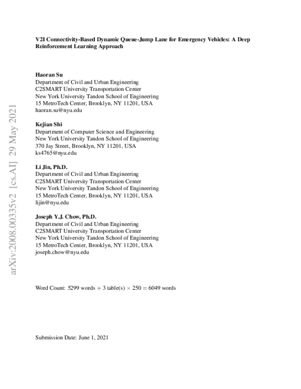 (PDF) V2I Connectivity-Based Dynamic Queue-Jump Lane for Emergency ...