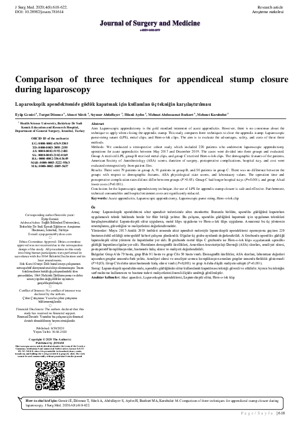(PDF) Comparison of three techniques for appendiceal stump closure ...