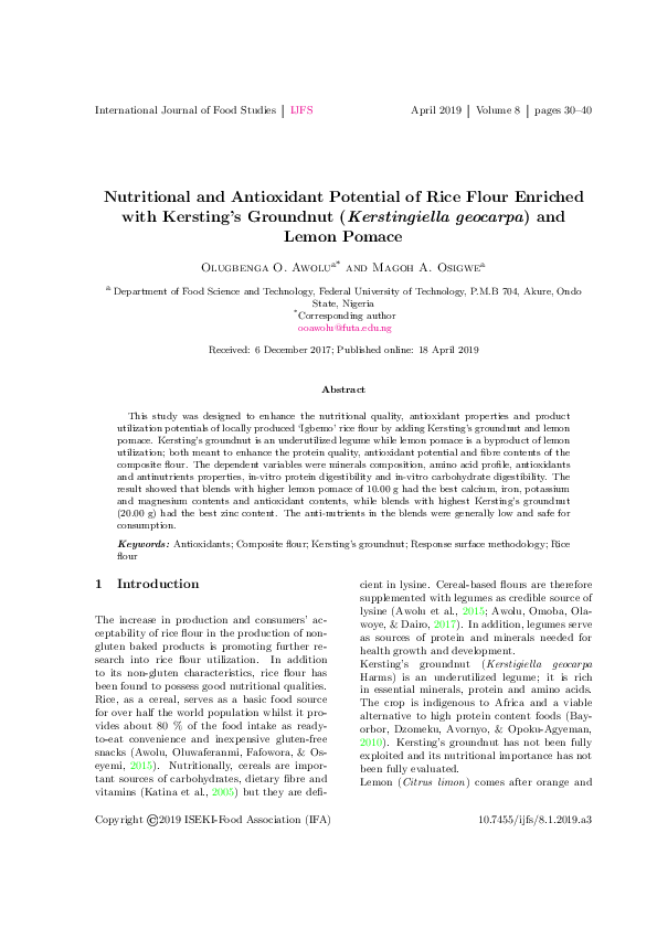 (PDF) Nutritional and antioxidant potential of rice flour enriched with ...