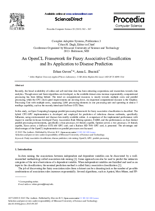 Pdf An Opencl Framework For Fuzzy Associative Classification And Its