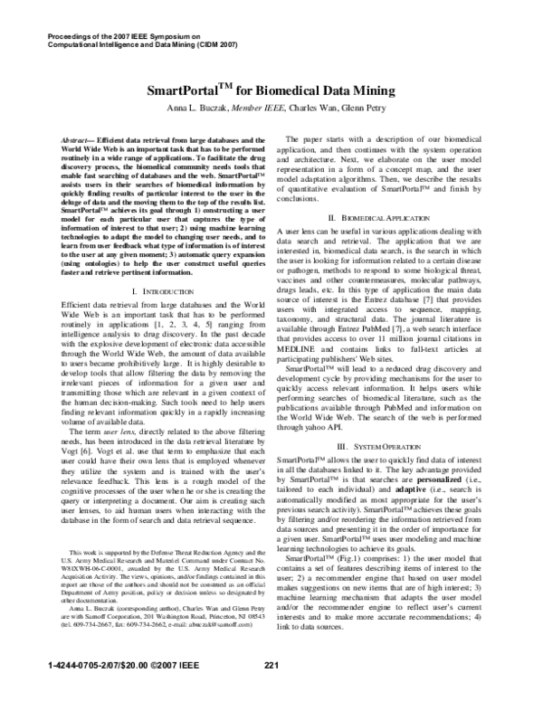Smartportal For Biomedical Data Mining