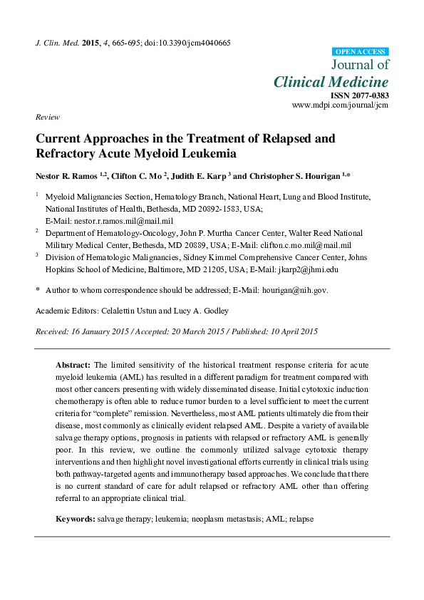 (PDF) Review Current Approaches in the Treatment of Relapsed and ...