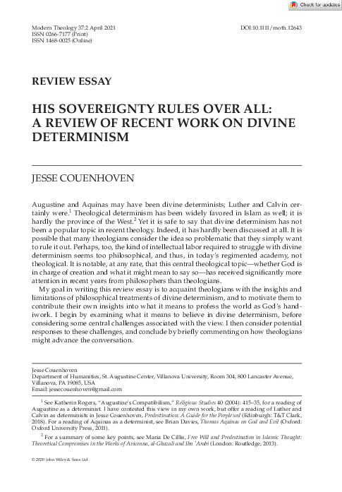 (PDF) His Sovereignty Rules Over All: A Review of Recent Work on Divine ...