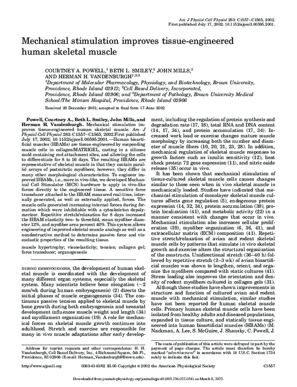 (PDF) Mechanical stimulation improves tissue-engineered human skeletal ...