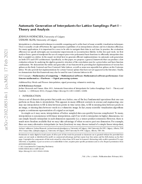 (PDF) Automatic Generation of Interpolants for Lattice Samplings: Part I - Theory and Analysis