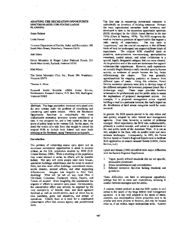 (PDF) Adapting the Recreation Opportunity Spectrum (ROS) for states ...
