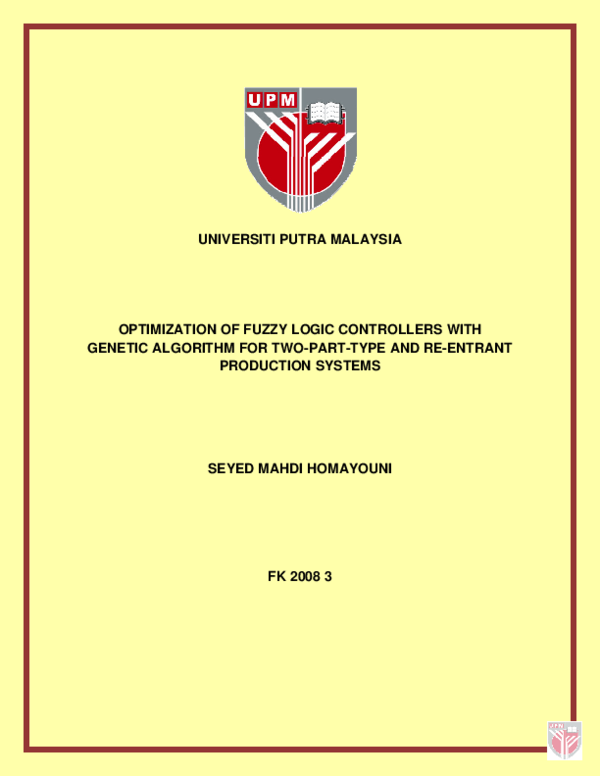 Pdf Optimization Of Fuzzy Logic Controllers With Genetic Algorithm For Two Part Type And Re