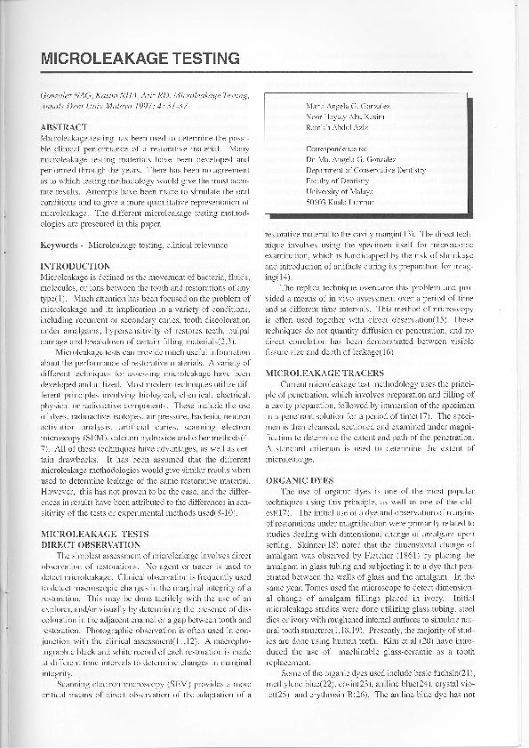 (PDF) Microleakage Testing