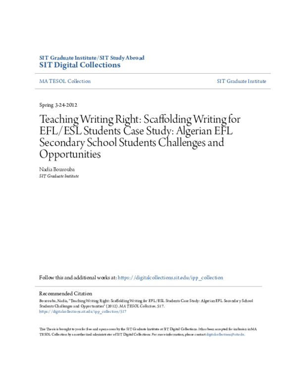 (PDF) Teaching Writing Right: Scaffolding Writing for EFL/ESL Students ...