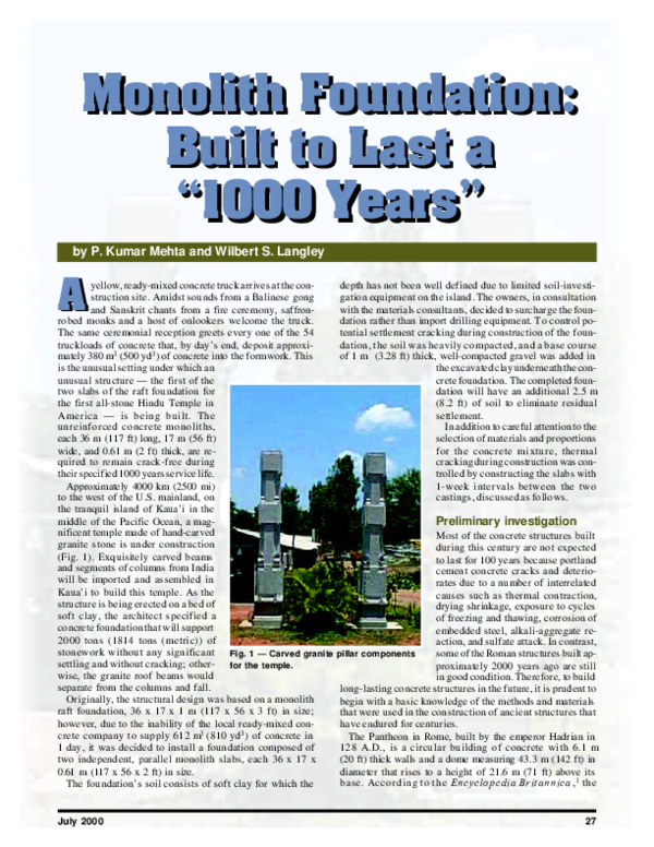 (PDF) Monolith Foundation: Built to Last a "1000 Years" Monolith ...