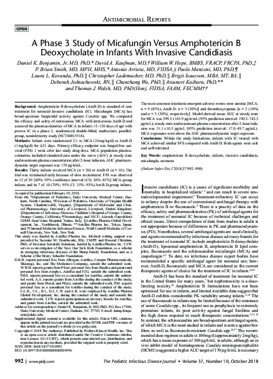 (PDF) A Phase 3 Study of Micafungin Versus Amphotericin B Deoxycholate ...