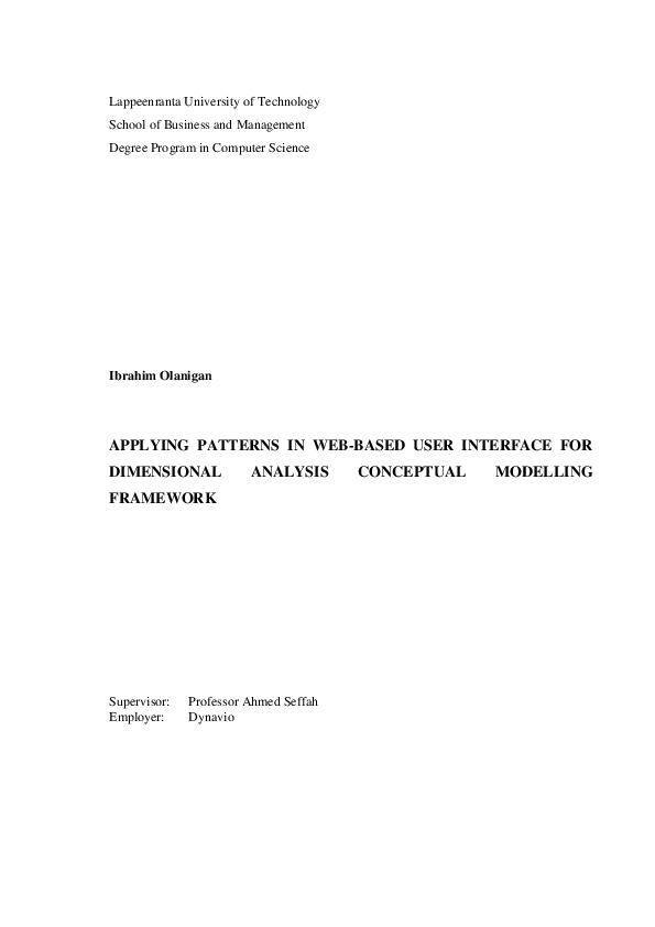 (PDF) Applying patterns in web-based user interface for dimensional analysis conceptual ...