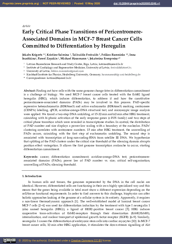 (PDF) Early Critical Phase Transitions of Pericentromere-Associated ...