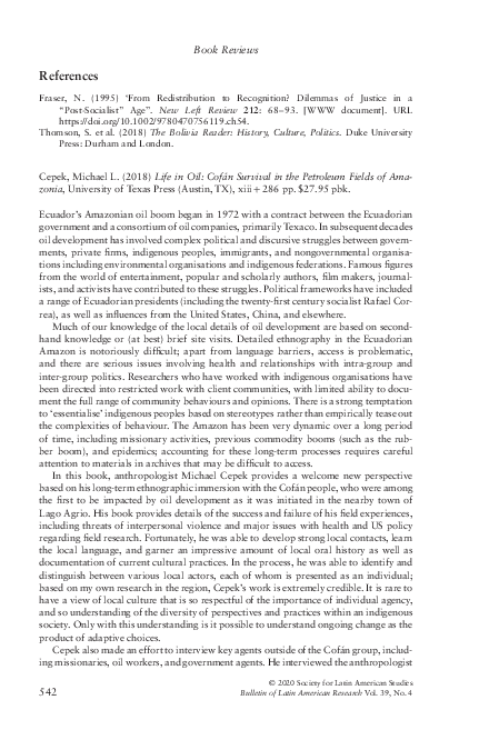 (PDF) Cepek, Michael L. (2018) Life in Oil: Cofán Survival in the ...