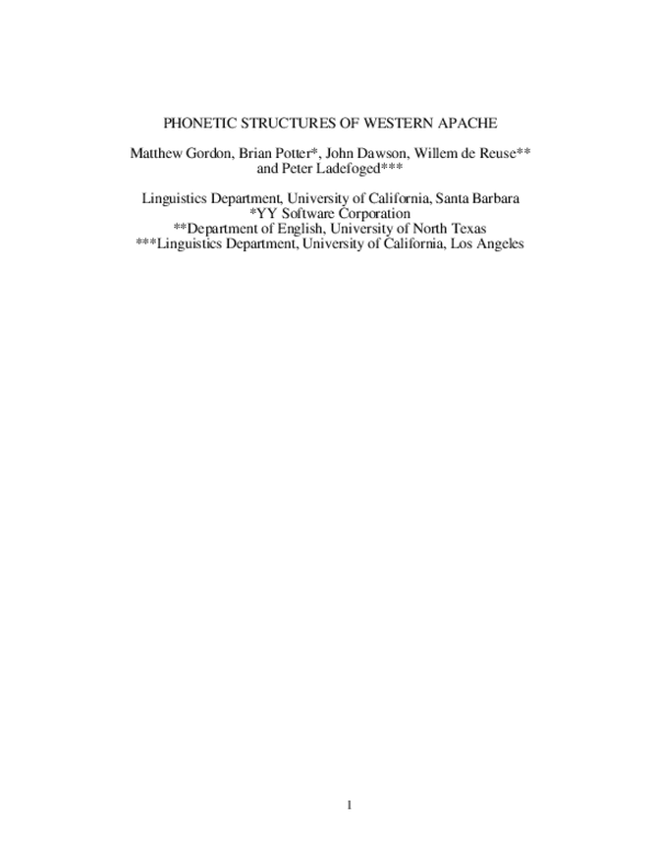 (PDF) Phonetic structures of Western Apache